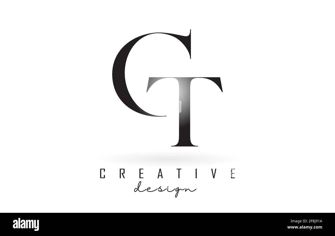 GT g t letter design logo logotype concept with serif font and elegant ...