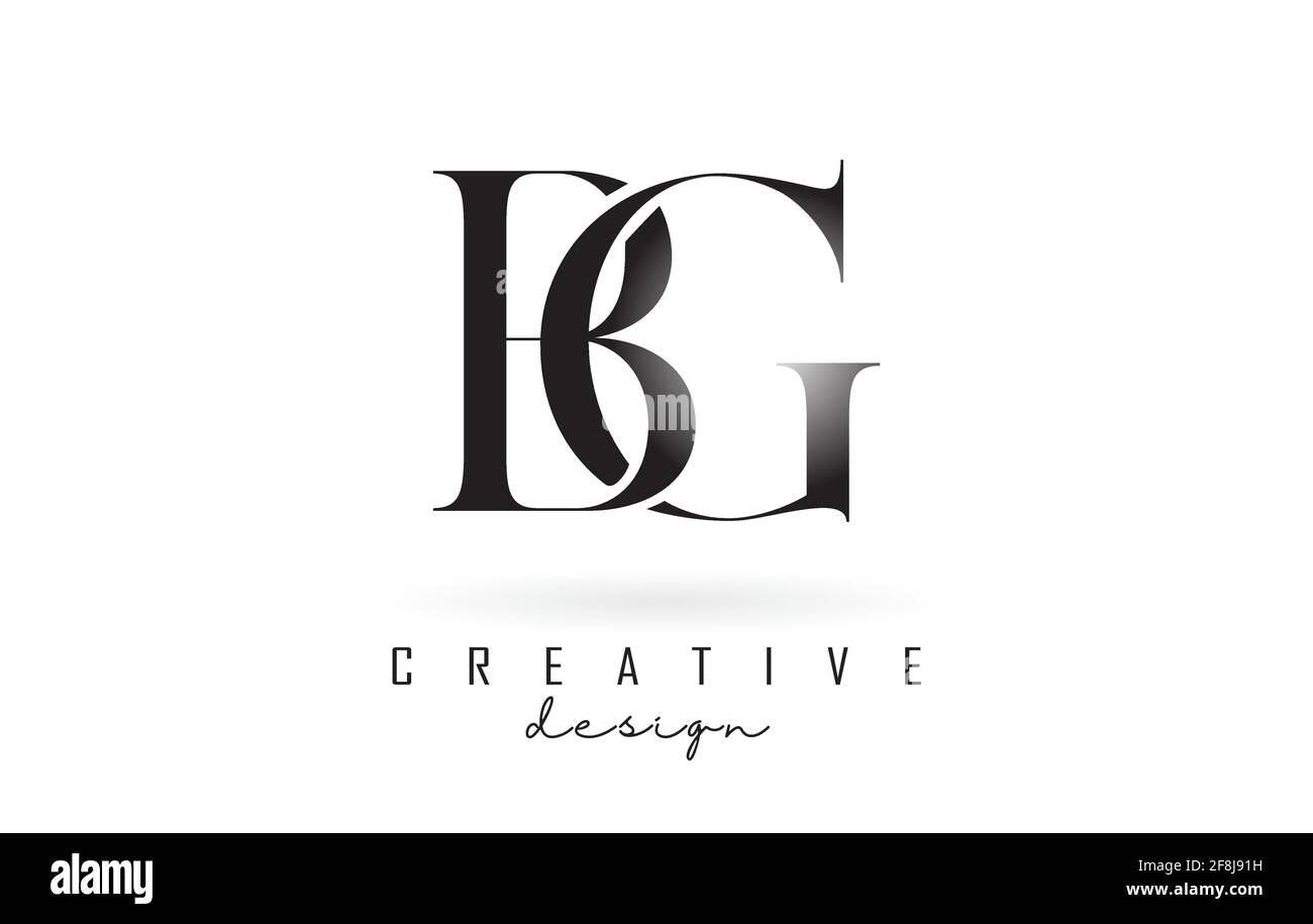 BG b g letter design logo logotype concept with serif font and elegant ...