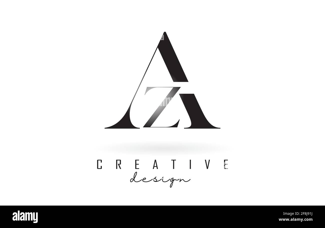 AZ a z letter design logo logotype concept with serif font and elegant ...
