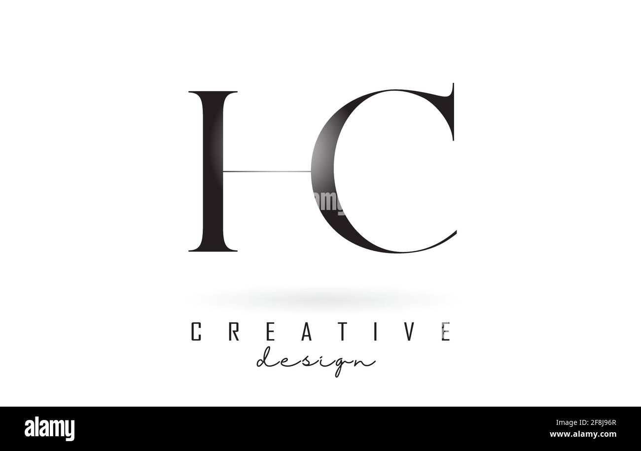 HC h c vletter design logo logotype concept with serif font and elegant ...