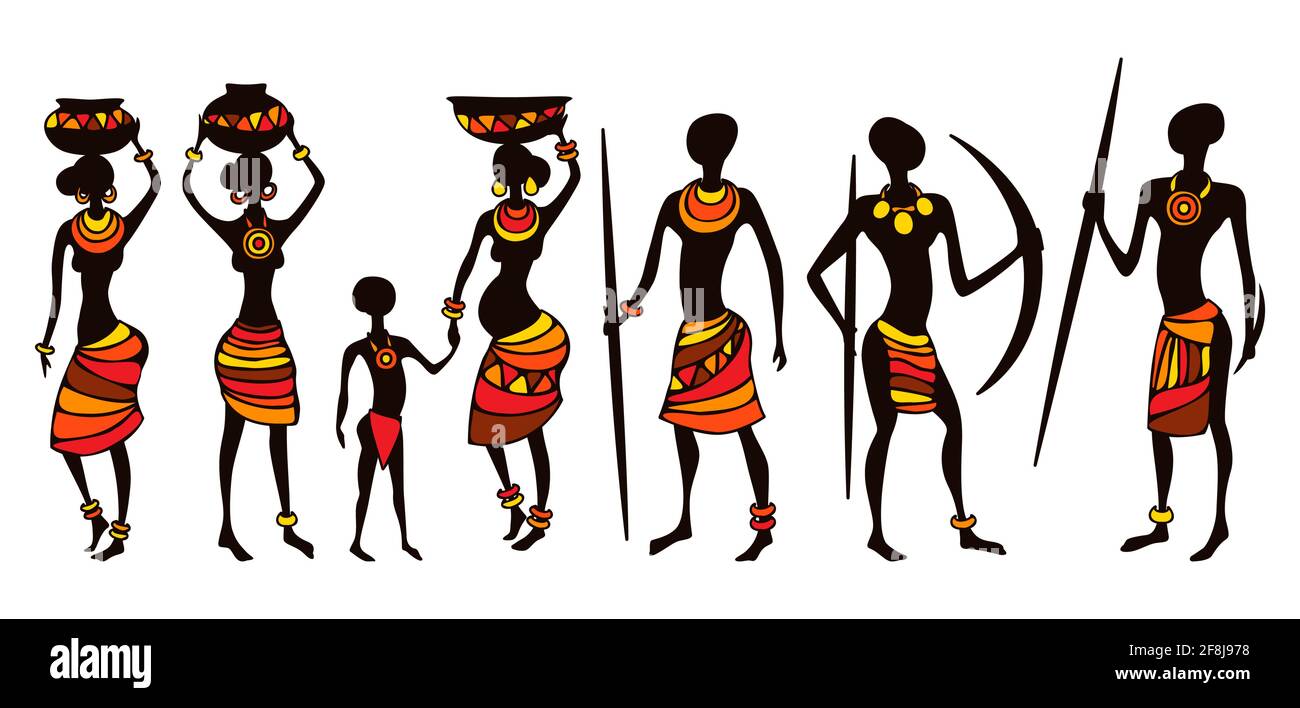 Illustration of people from Africa. Men and women national clothes ...