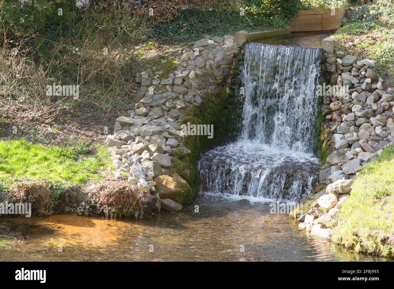 Small waterfall with rocks in Rozendaal in the Netherlands Stock Photo ...
