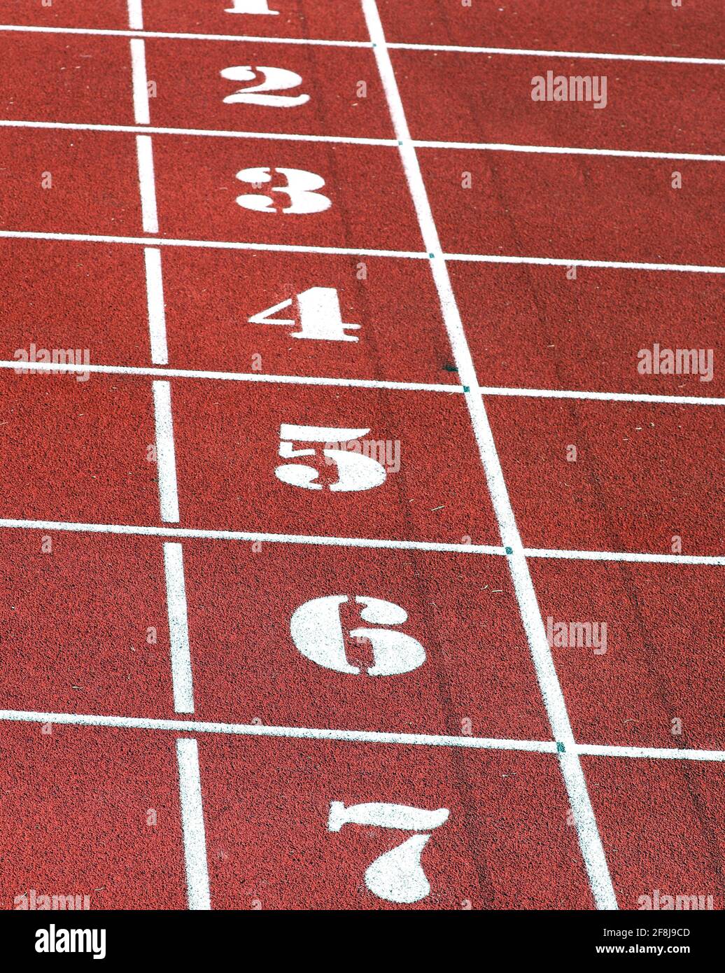 numbers from one to eight of the athletics track lane Stock Photo - Alamy