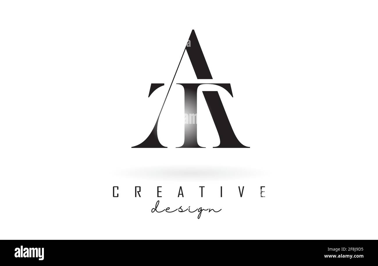AT a t letter design logo logotype concept with serif font and elegant ...