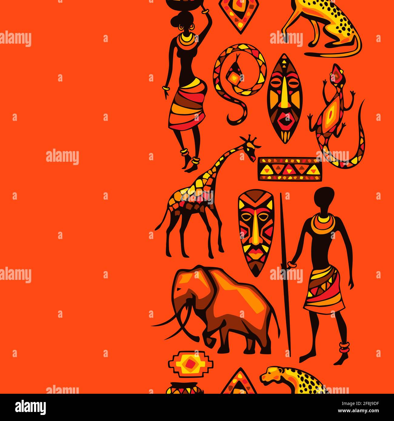 African ethnic seamless pattern. People, animals and masks Stock Vector ...