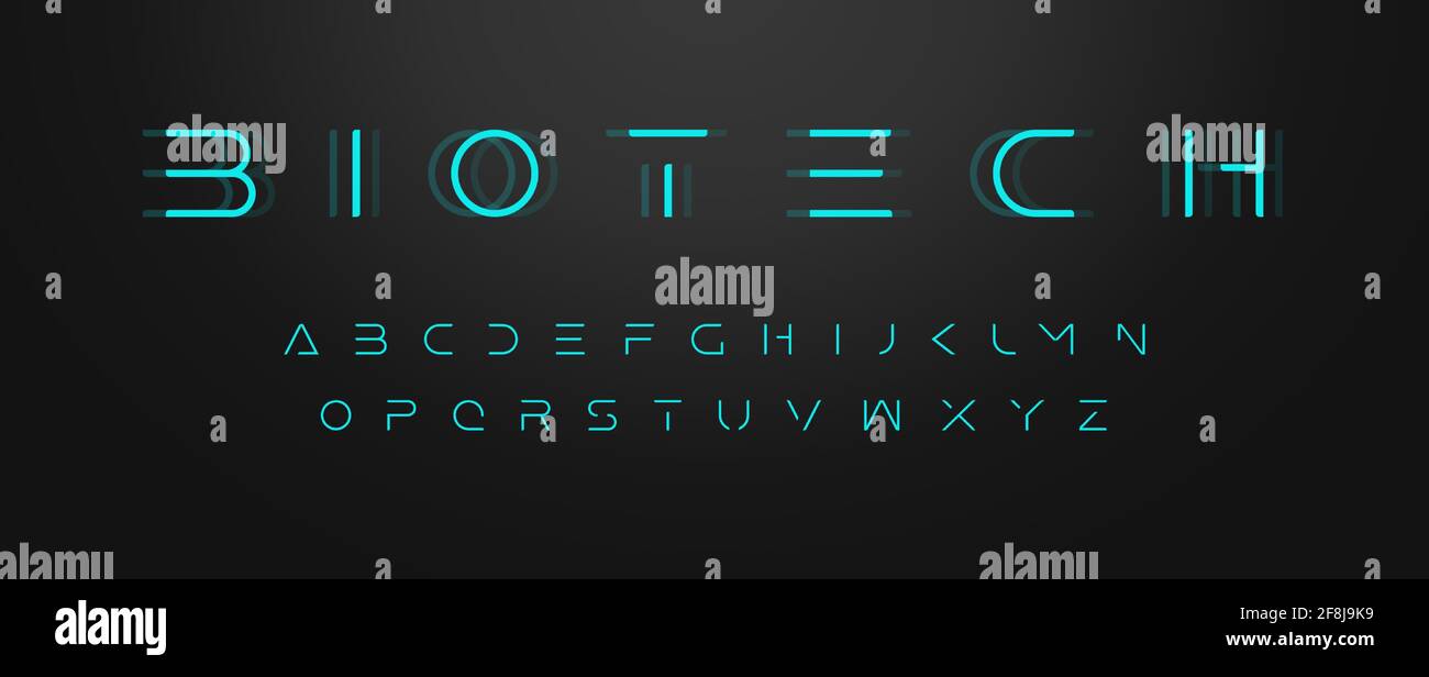 Futuristic letters, ultra slim font, contemporary type for gui and hud ...