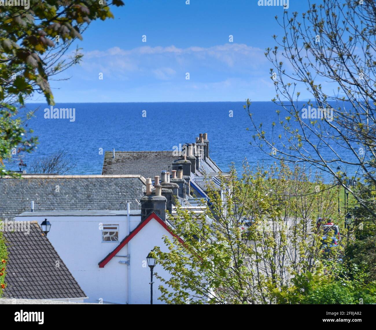 Close-up of chimneys on a row of houses, Scottish Highlands, Scotland ...
