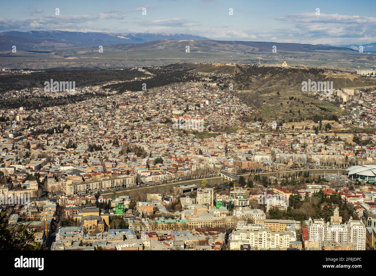 Aerial view of cityscape from Mt Mtatsminda, Tbilisi, Georgia Stock ...