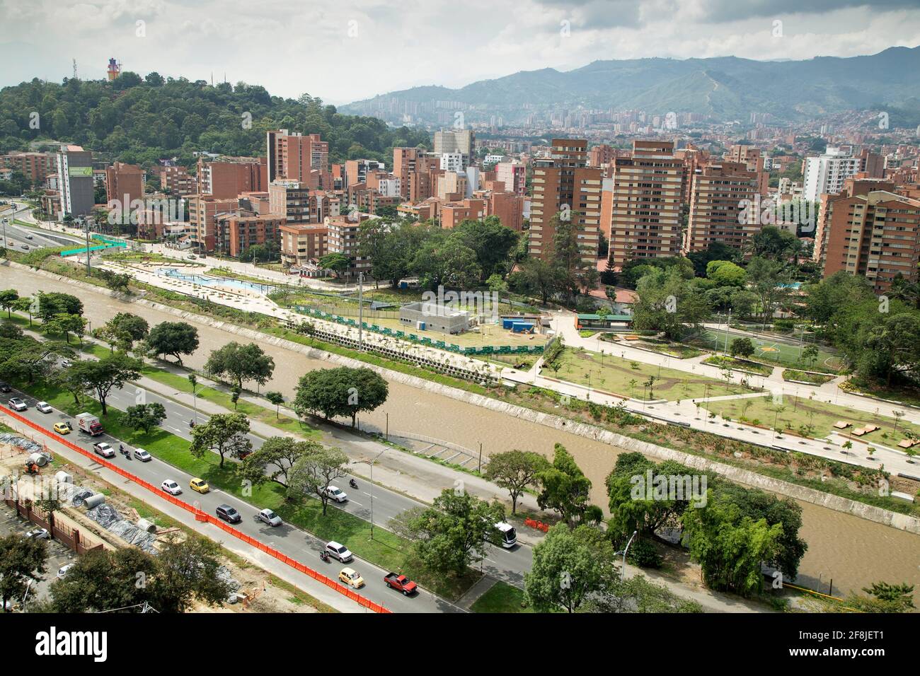 Medellín, Antioquia / Colombia - December 16, 2016. Parques del Río is ...
