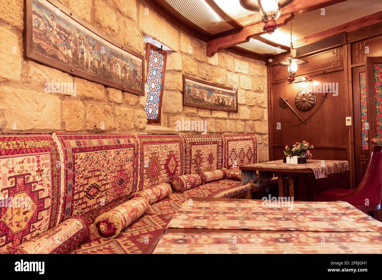 Old vintage style restaurant banquet hall event room interior Stock ...