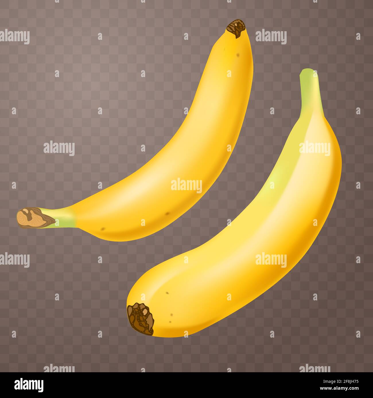 Set of 2 realistic bananas on checkered transparent background ...