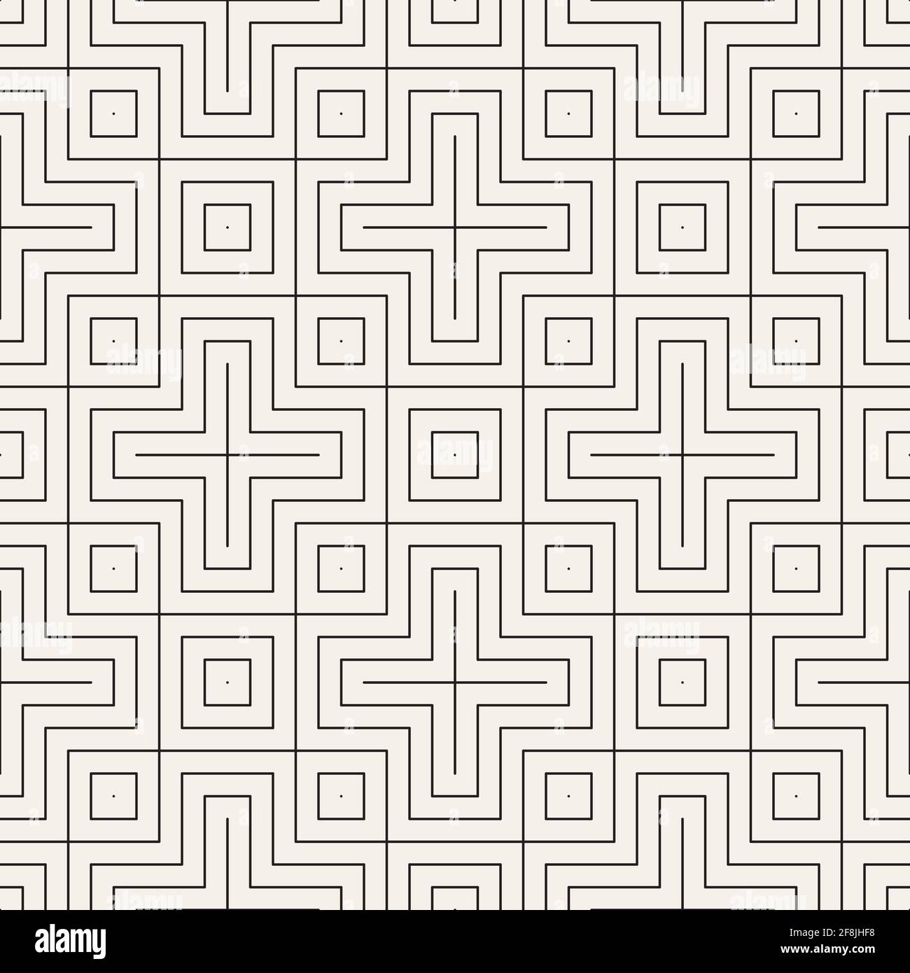Vector seamless pattern. Repeating geometric black and white cross ...