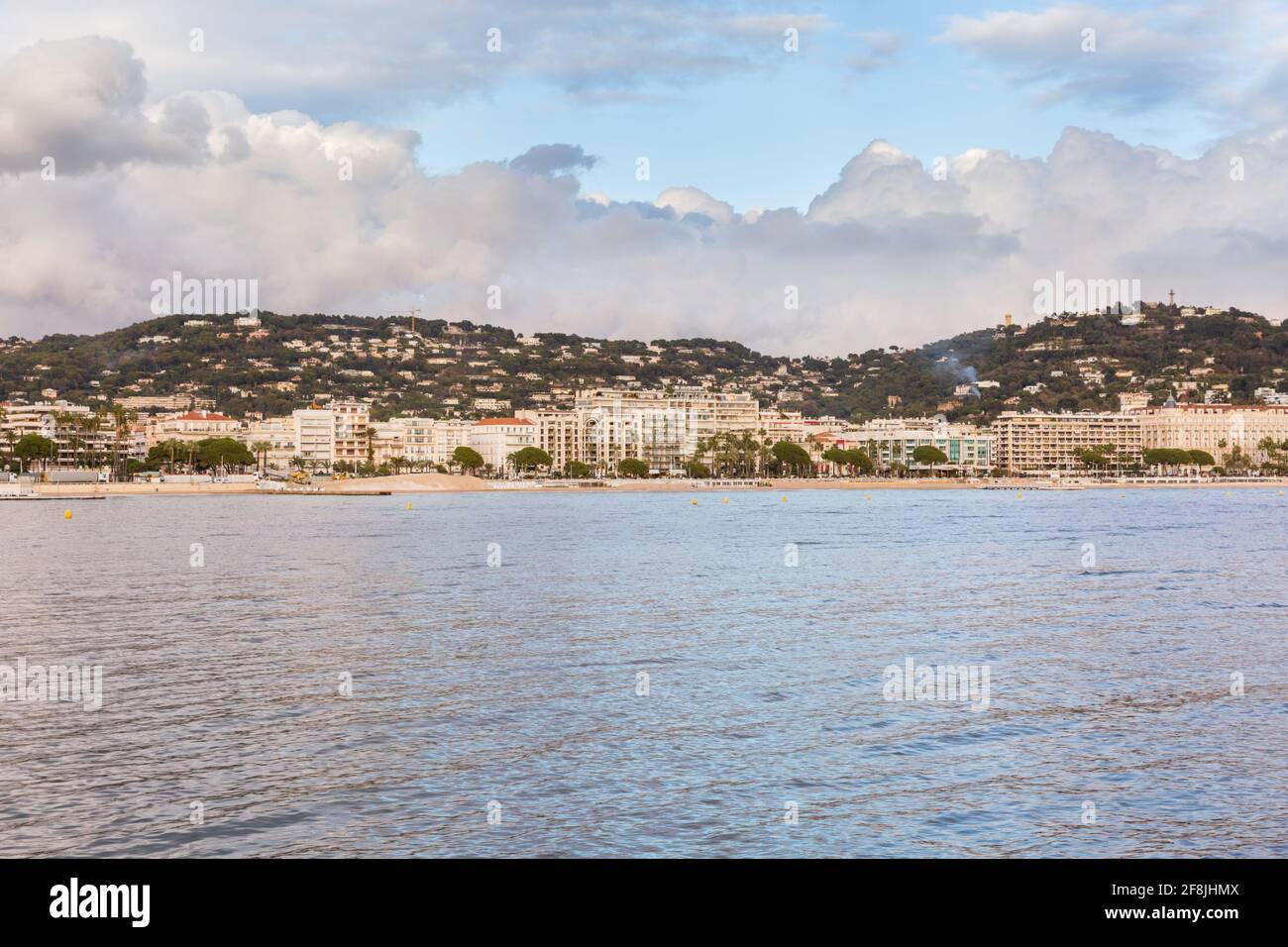 Cannes seafront and hotels from the sesa, Cote D'Azur, French Riviera ...