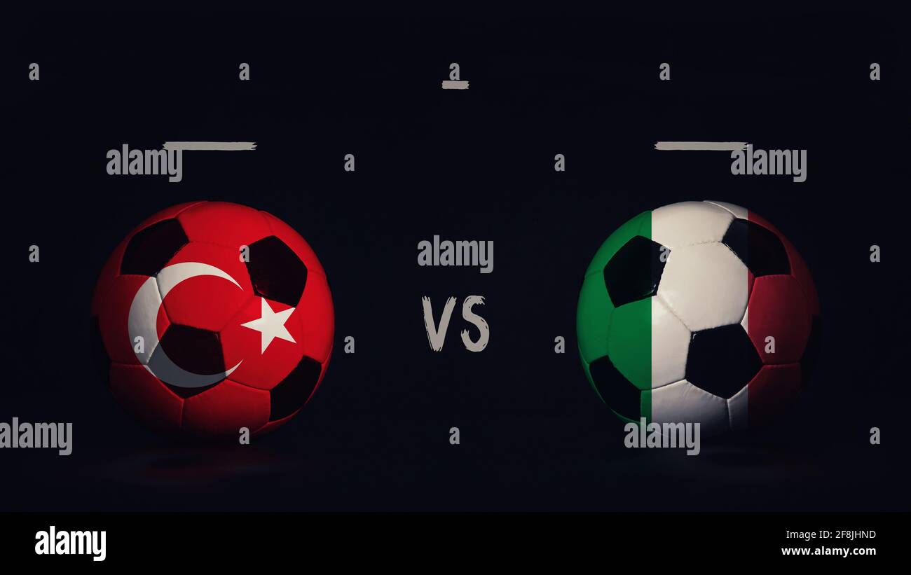 Turkey vs Italy Euro 2020 football matchday announcement. Two soccer ...