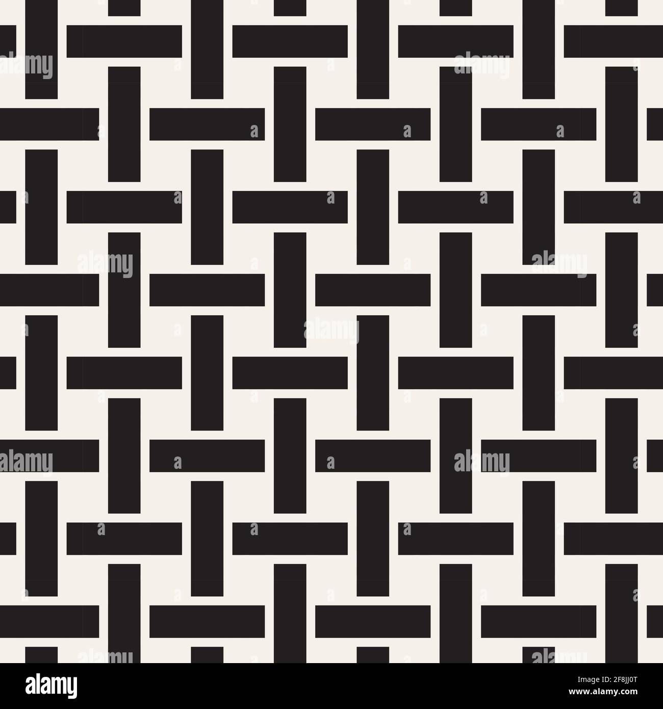Vector seamless pattern. Repeating geometric black and white interlocking lines. Abstract ...