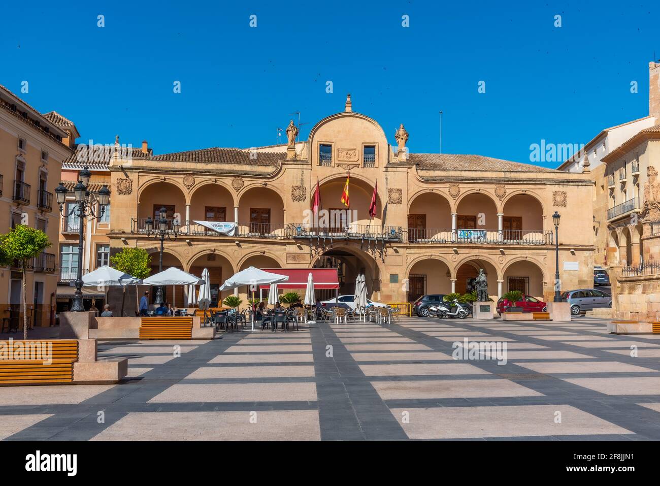 LORCA, SPAIN, JUNE 20, 2019: People are strolling on Plaza de Espana in ...