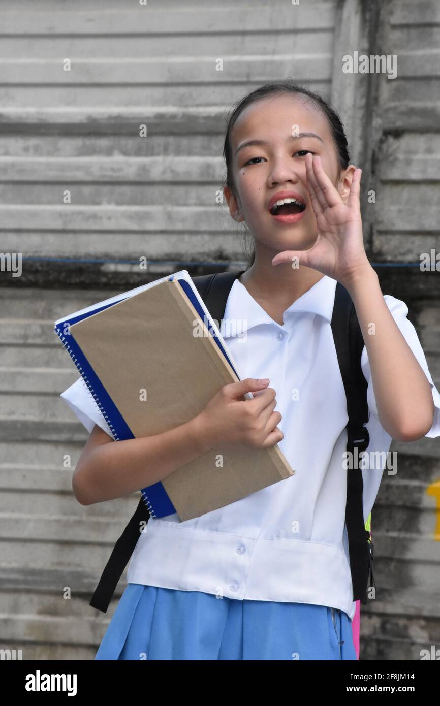 Talking Filipina School Girl Student Teenager Wearing Backpack With ...