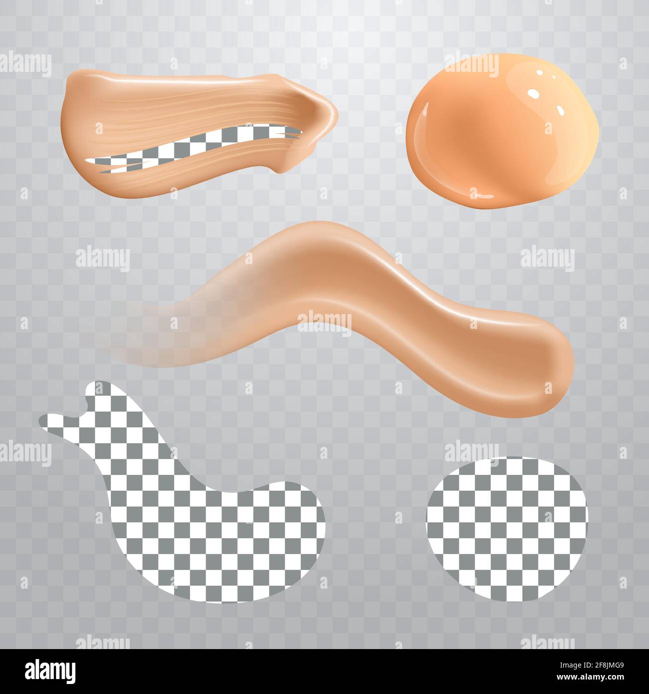 Set of realistic cosmetic cream smears. Skincare product of different ...