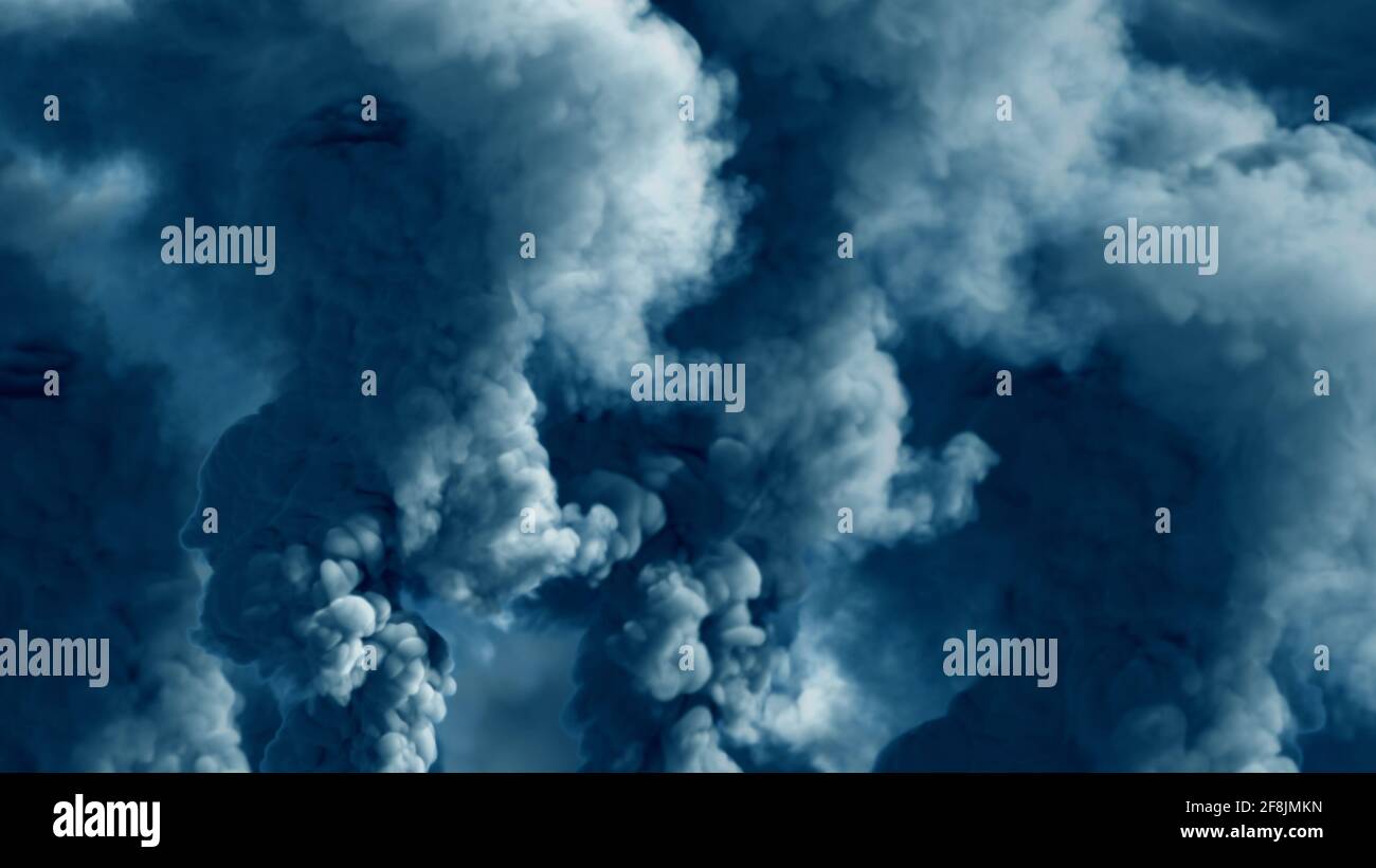 bright background of heavy smoke, contamination concept - abstract 3D ...