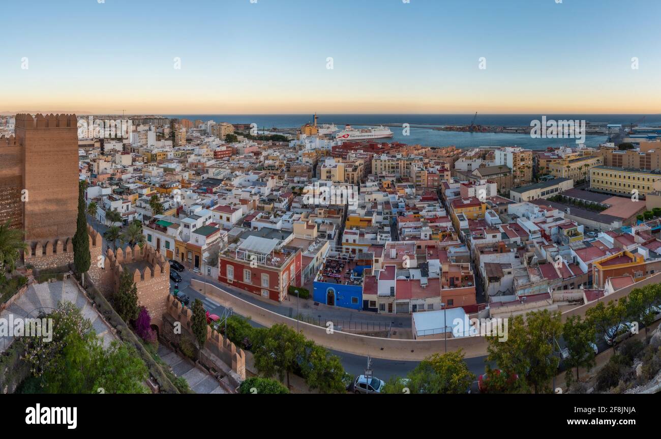 ALMERIA, SPAIN, JUNE 20, 2019: Sunset view of Spanish town Almeria ...