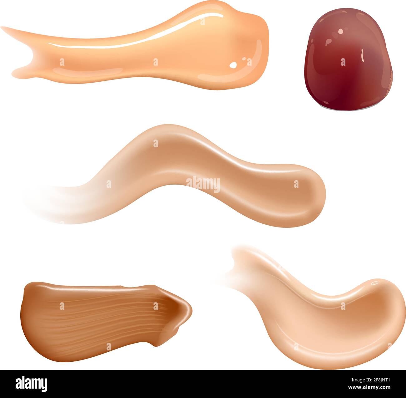 Set of realistic cosmetic cream smears. Skin toner of different body ...