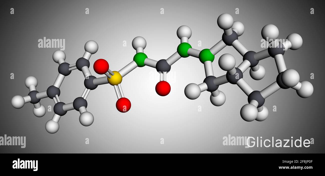 Gliclazide molecule. It is sulfonylurea compound with hypoglycemic ...