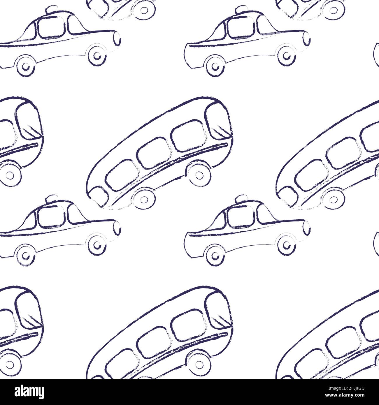 Seamless texture, pattern on a square background - transport - bus and ...