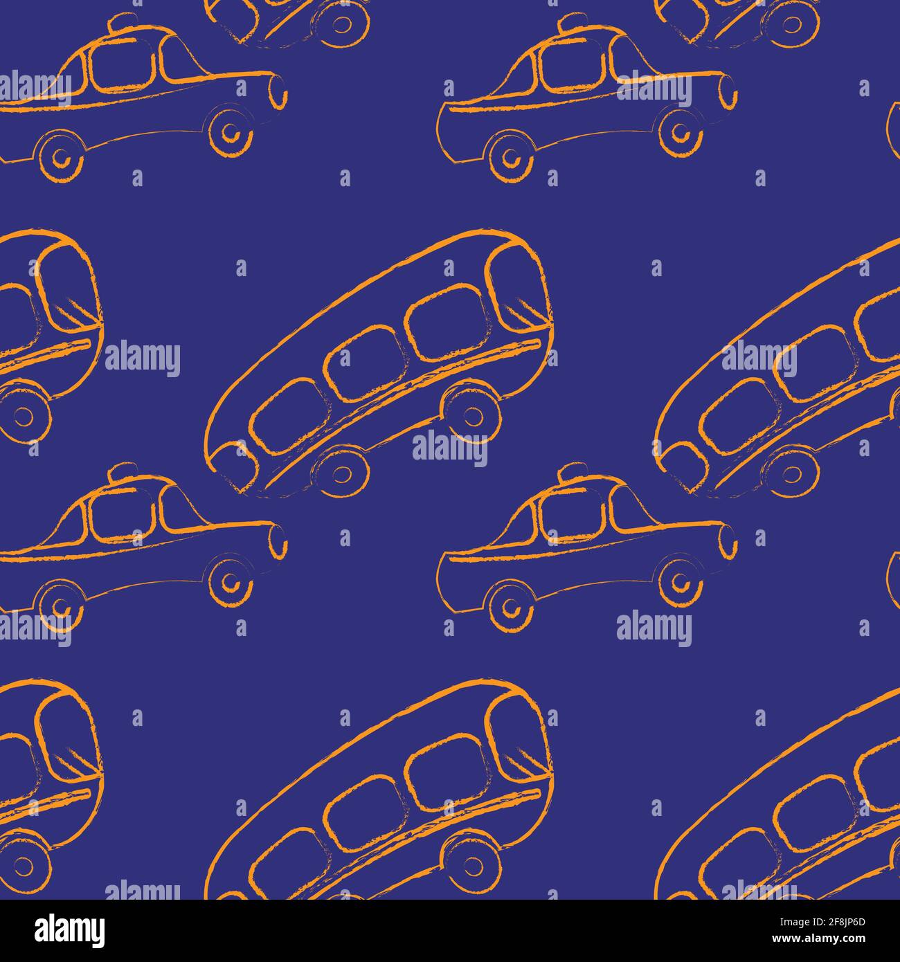 Seamless texture, pattern on a square background - transport - bus and ...