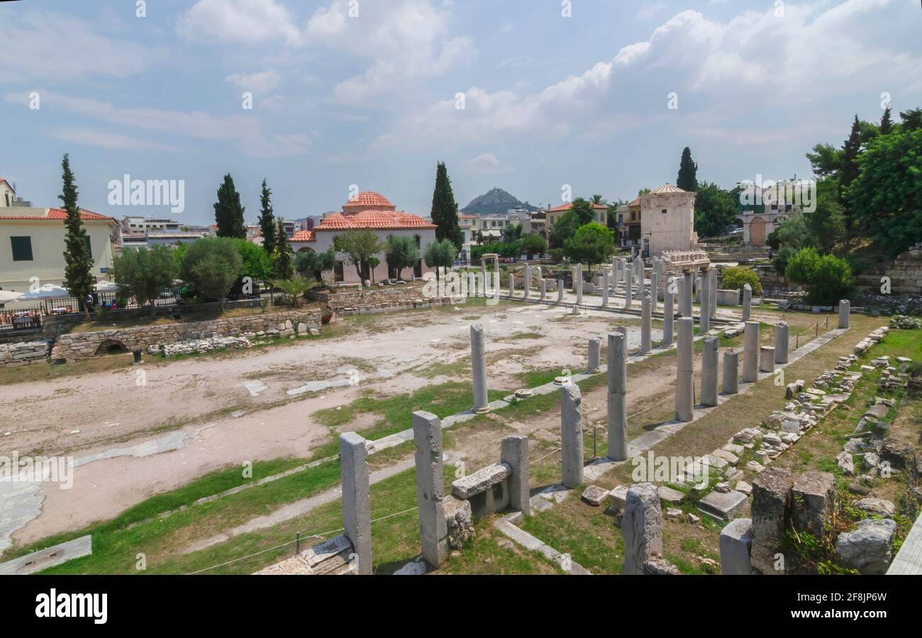 Ancient Roman forum Agora of Athens ruins and the Tower of the Winds ...
