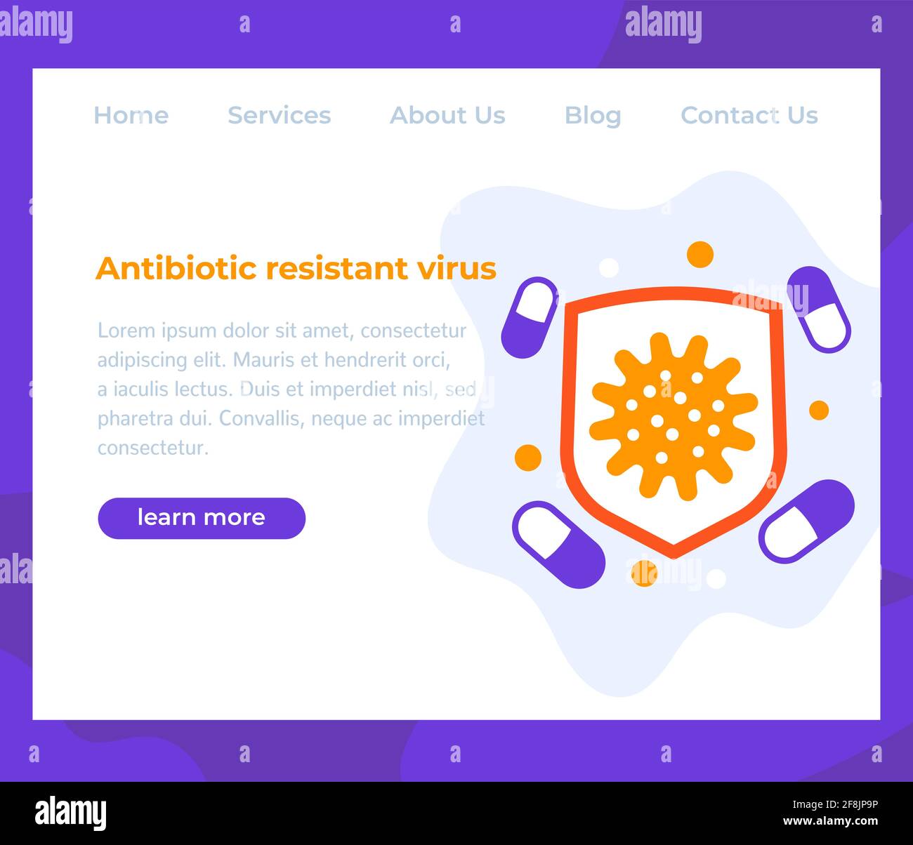 Antibiotic resistant virus, design for web, vector Stock Vector Image ...