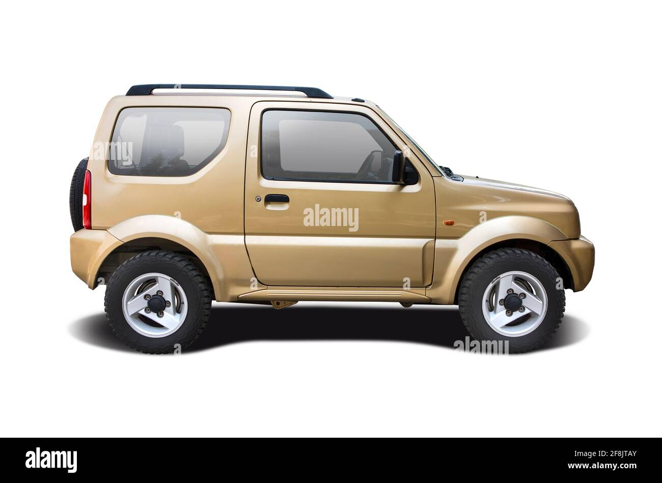 Gold Japanese SUV car side view isolated on white background Stock ...