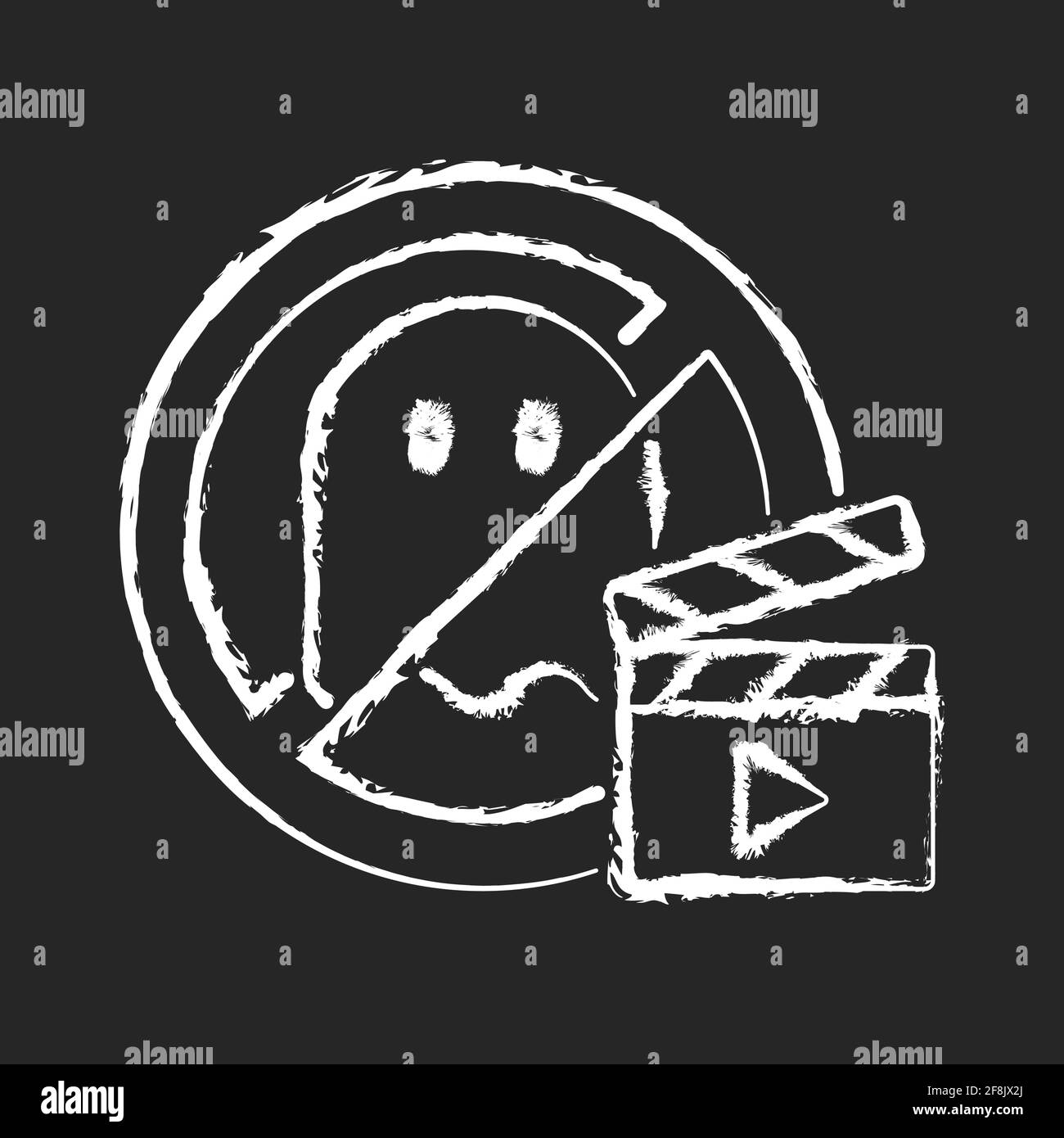 No horror movies chalk white icon on black background Stock Vector ...