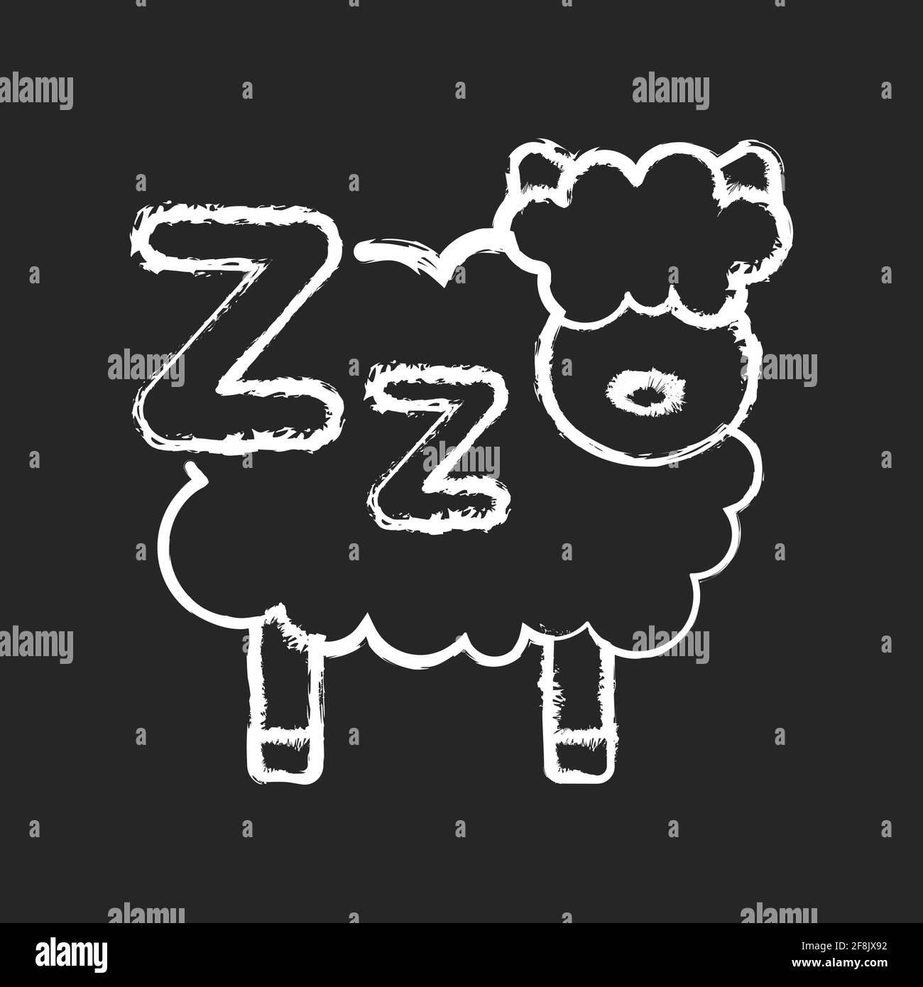 Counting sheeps chalk white icon on black background Stock Vector Image ...