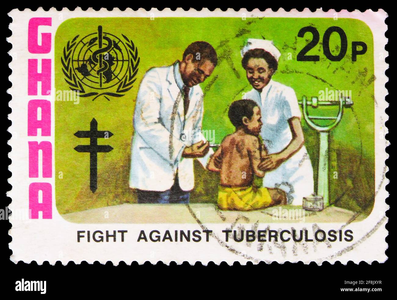 MOSCOW, RUSSIA - OCTOBER 7, 2019: Postage stamp printed in Ghana shows ...