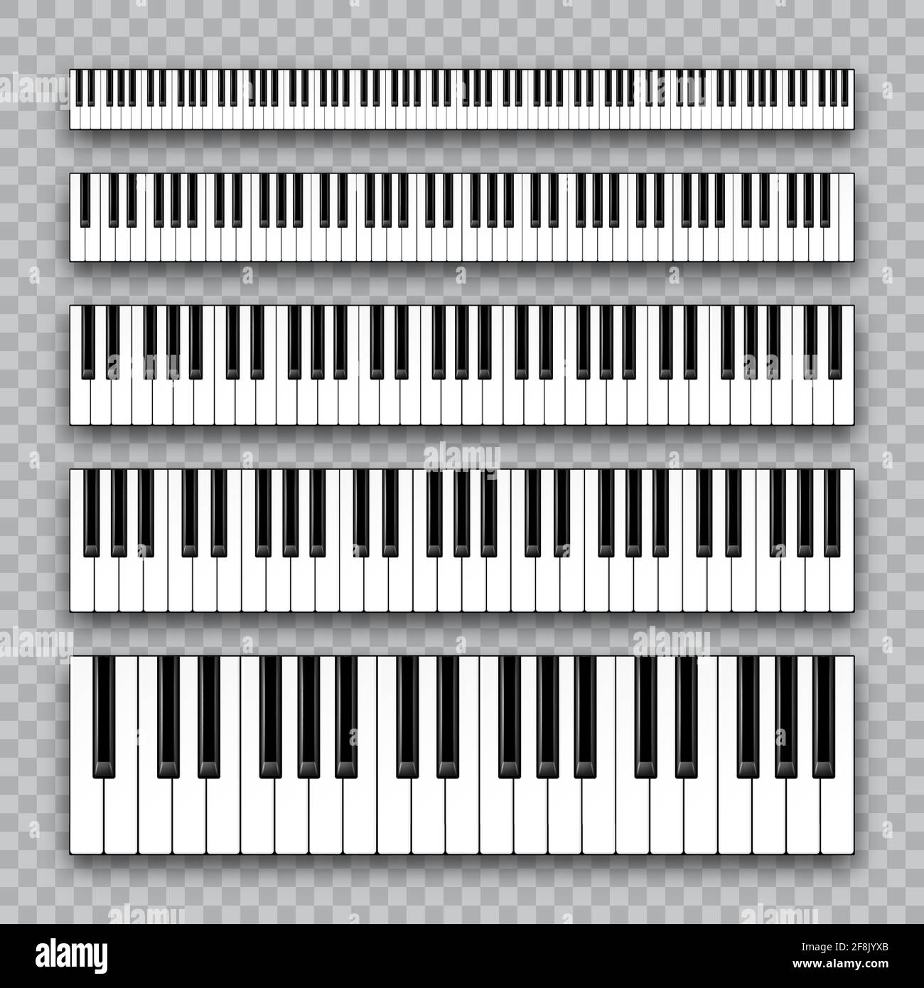 Realistic piano keys collection. Musical instrument keyboard on ...