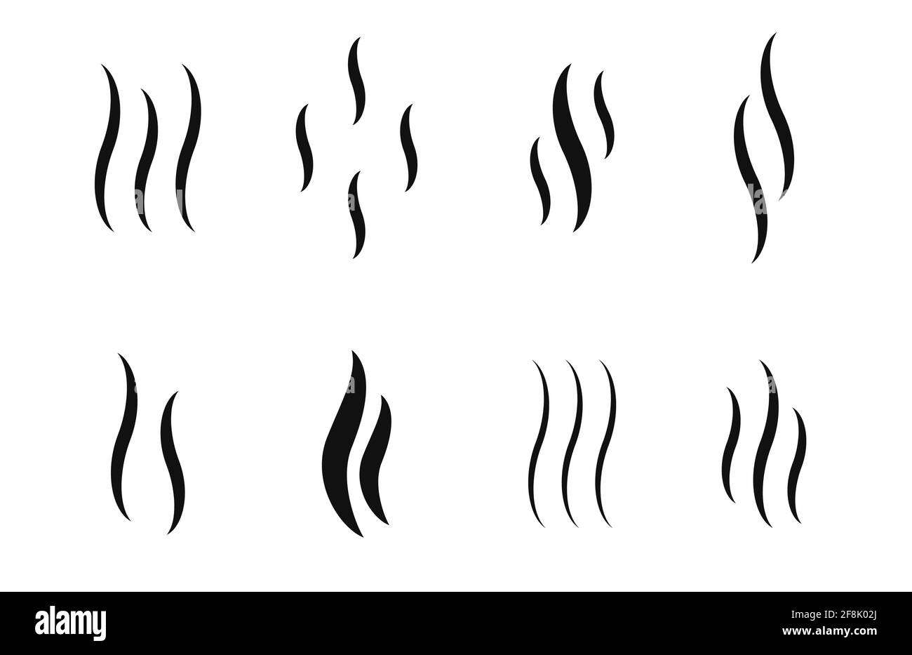 Aromas icons set isolated. Vaporize, warm smells, hot, steam silhouette ...