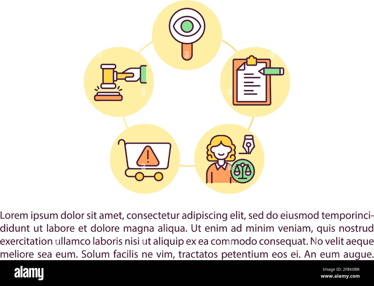 Take legal actions concept line icons with text Stock Vector Image ...