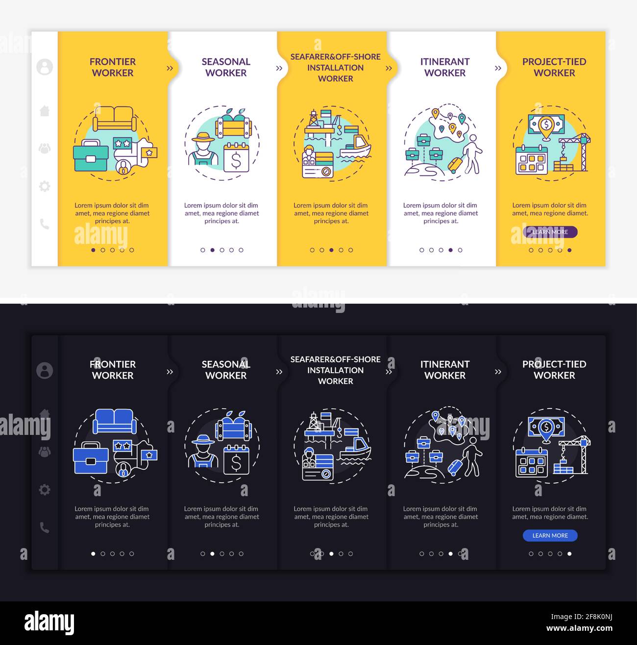 Migrant workers types onboarding vector template Stock Vector Image ...