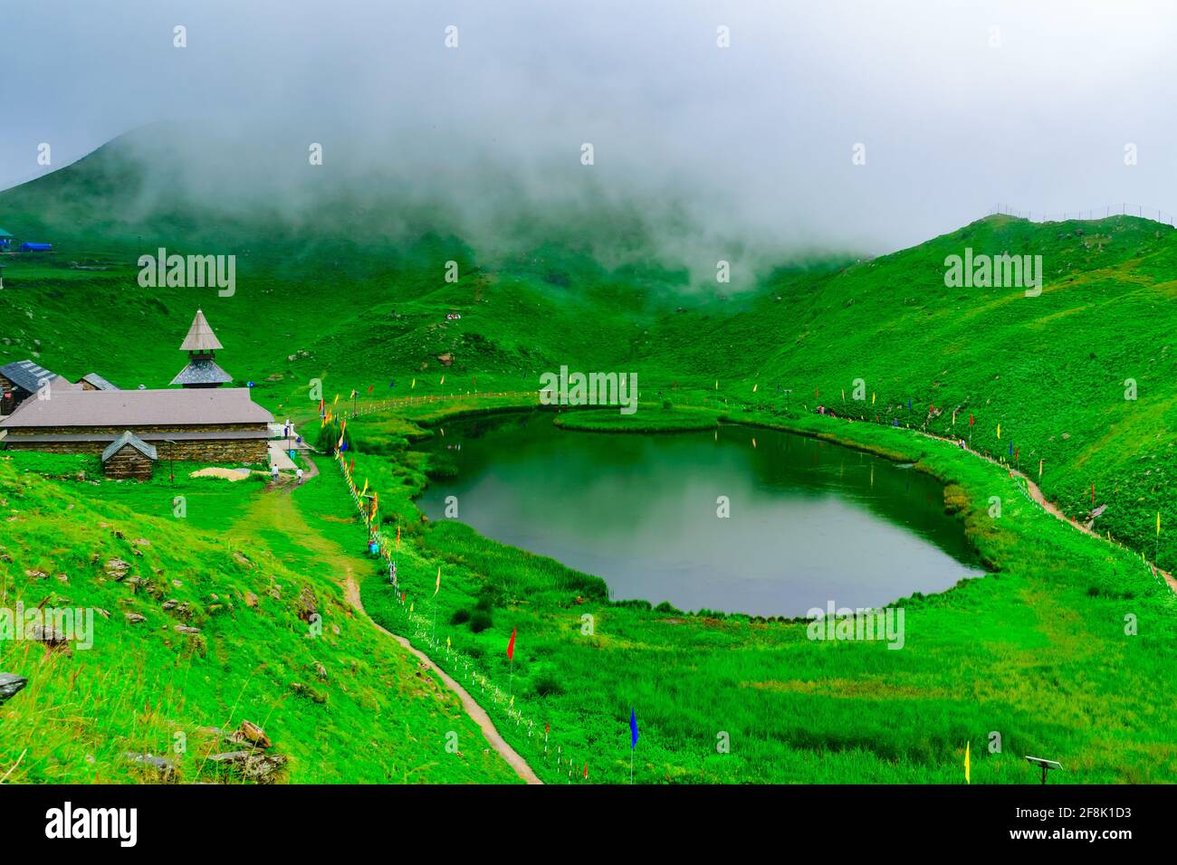 View at Prashar Lake located at a height of 2730 m above sea level with ...
