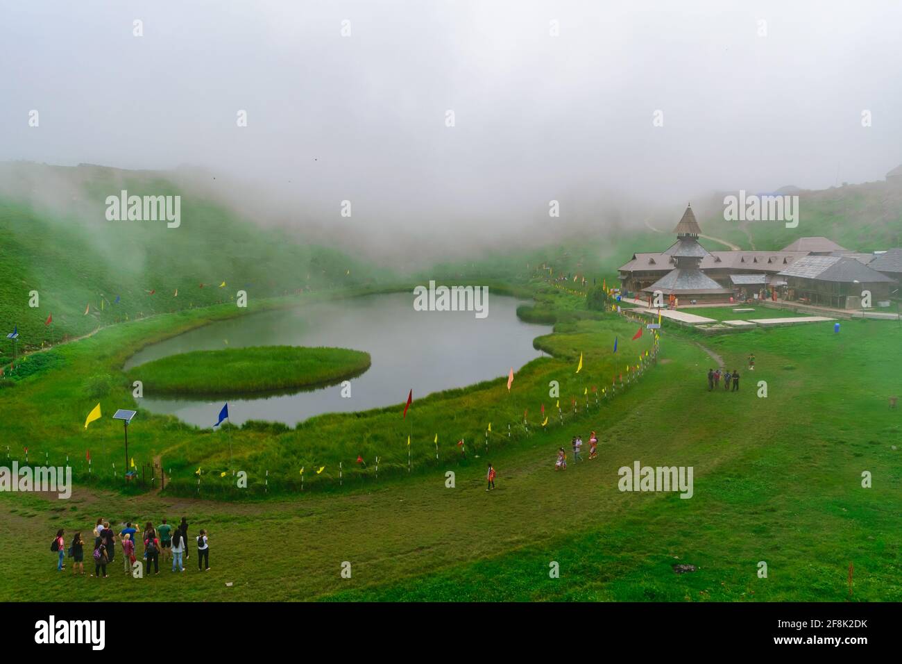 View at Prashar Lake located at a height of 2730 m above sea level with ...