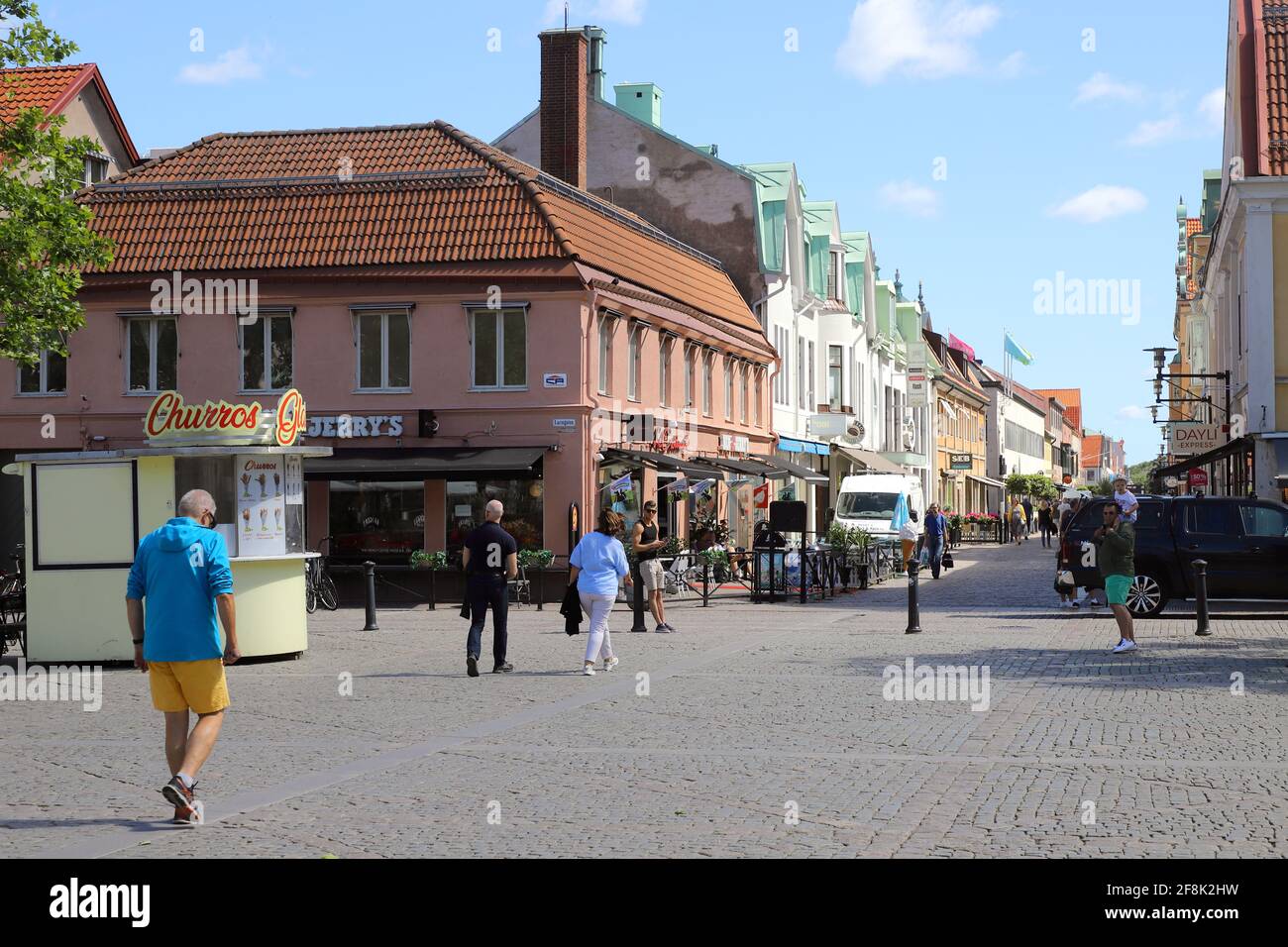 Kalmar, Sweden - July 7, 2020: View of the Storgatan street in downtown ...