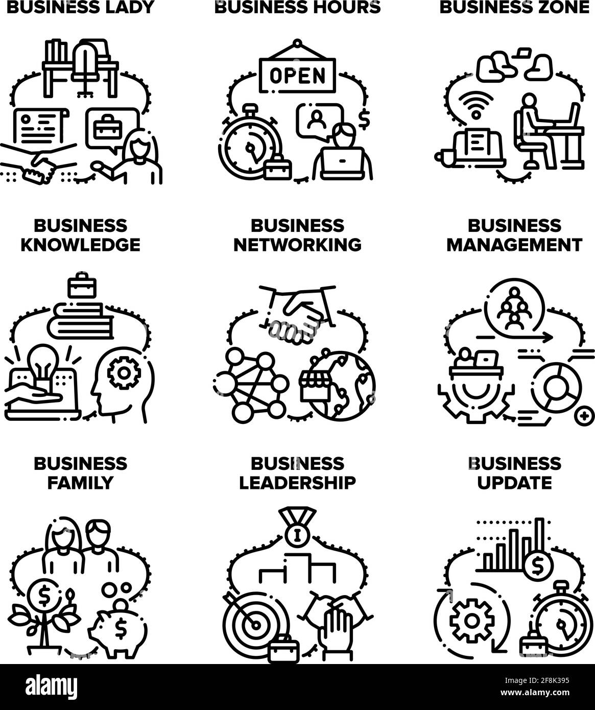 Business Update Set Icons Vector Black Illustration Stock Vector Image ...