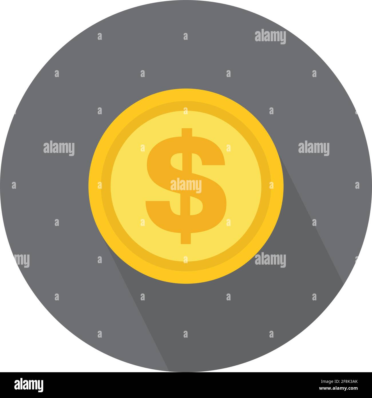 Dollar coin icon, symbol on color background. Vector isolated design ...