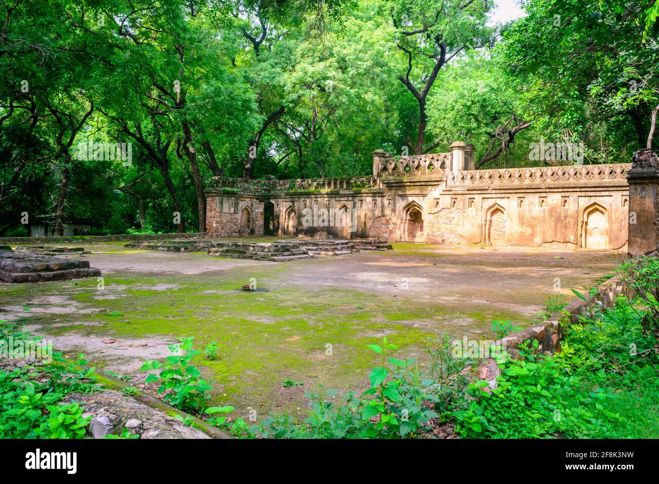 Mosque near Bagh-i-Alam-ka-Gumbad is a square structure built with grey ...