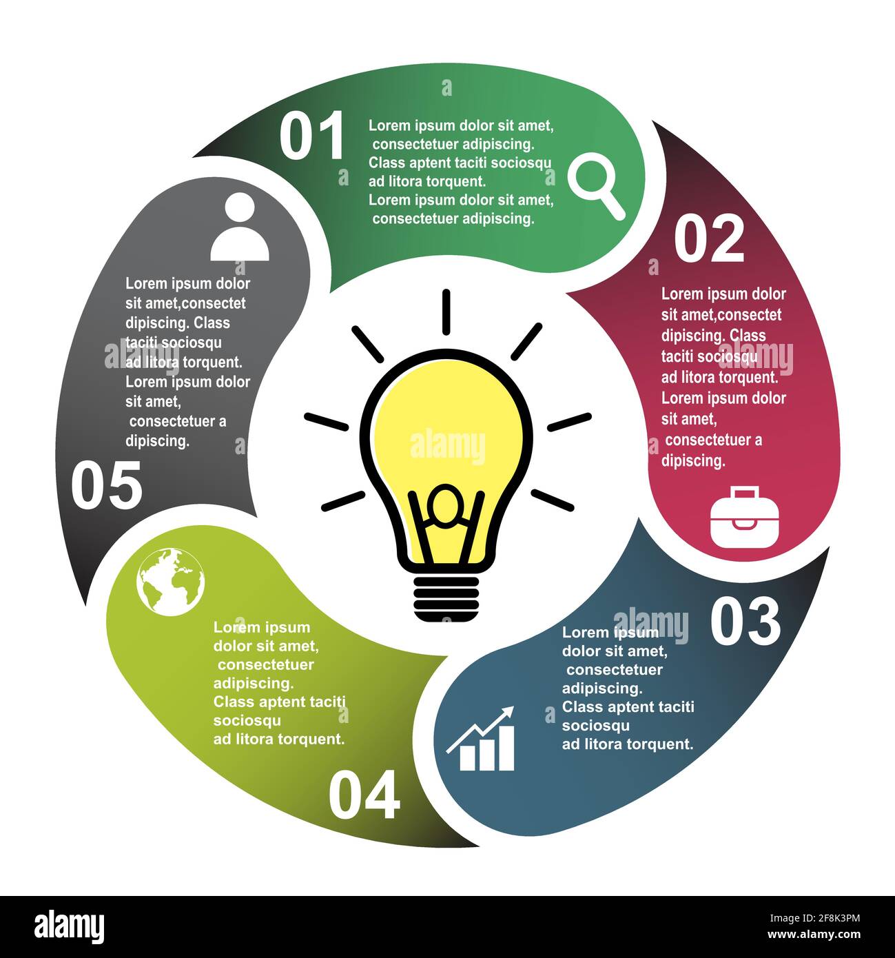 5 steps vector element in five colors with labels, infographic diagram ...