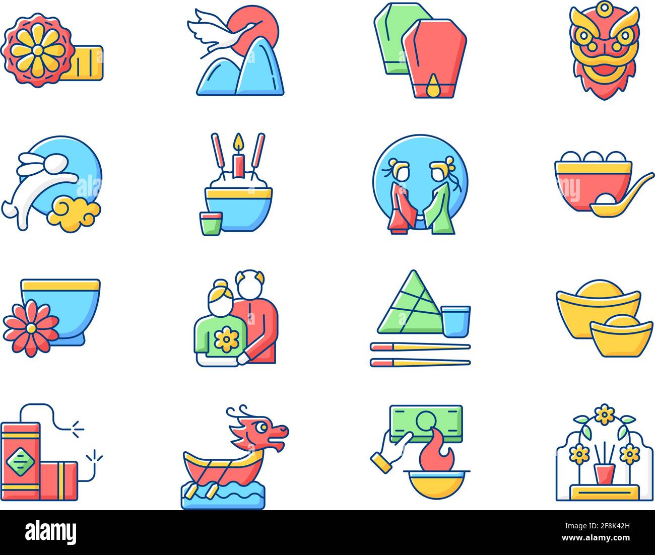Chinese holidays RGB color icons set Stock Vector Image & Art - Alamy