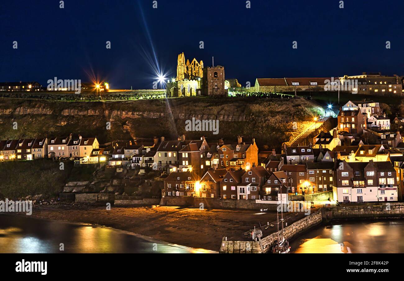 Whitby by night Stock Photo - Alamy