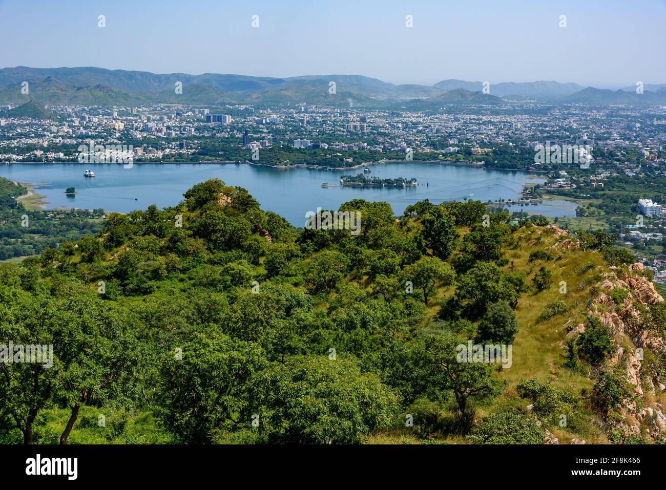Panoramic aerial view of Udaipur city also known as city of lakes from ...