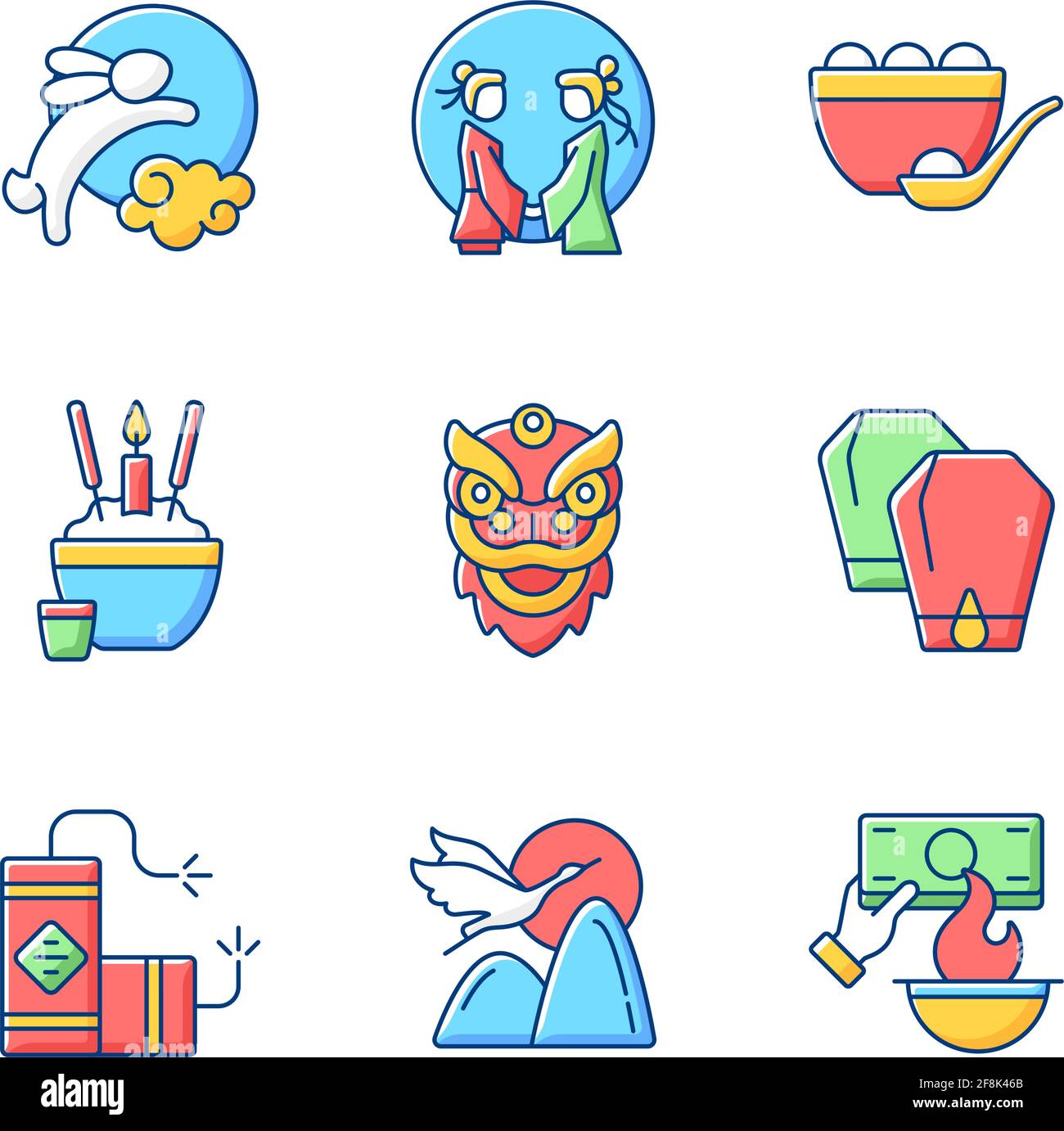 Chinese holidays RGB color icons set Stock Vector Image & Art - Alamy