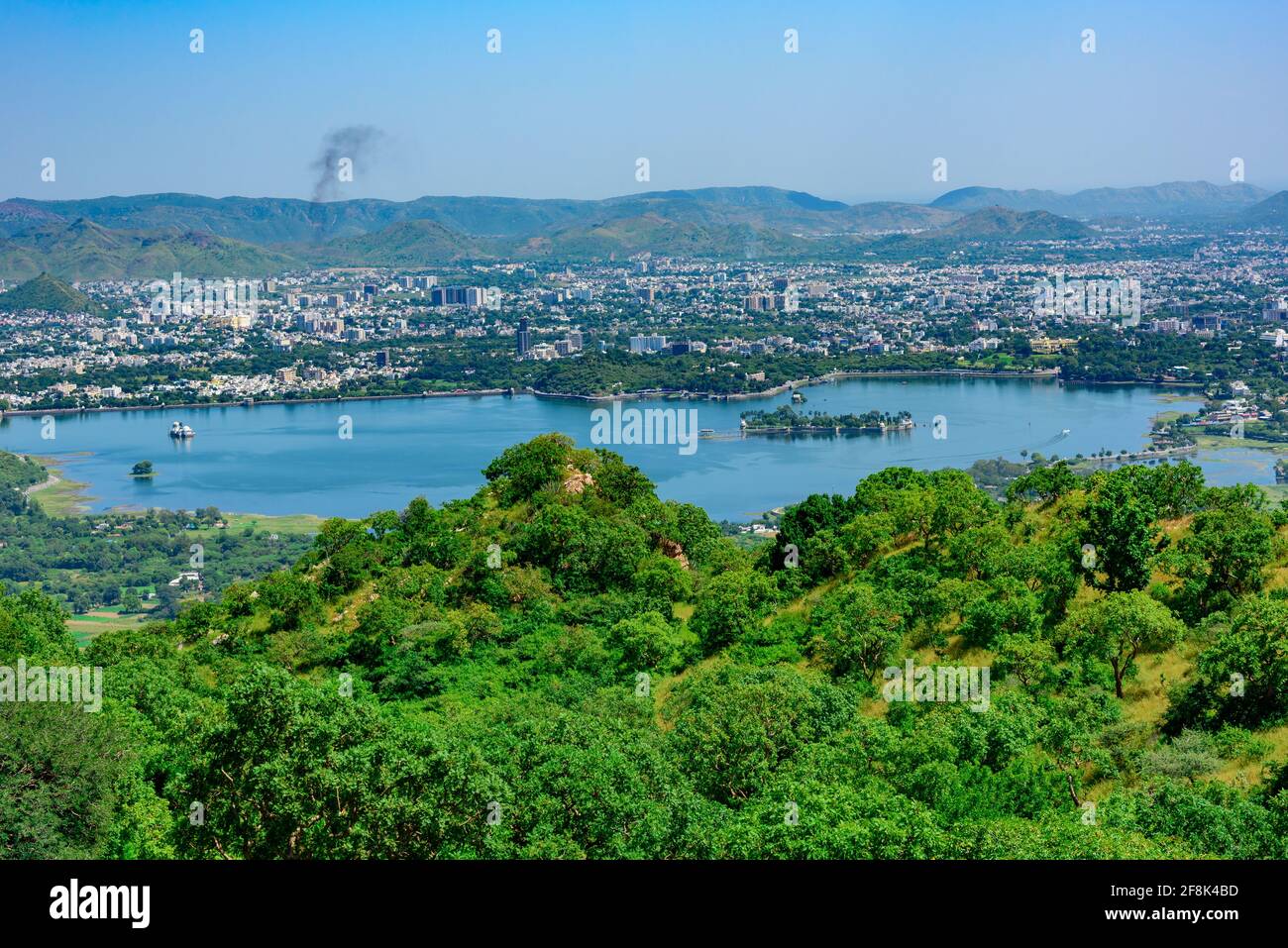 Panoramic aerial view of Udaipur city also known as city of lakes from ...